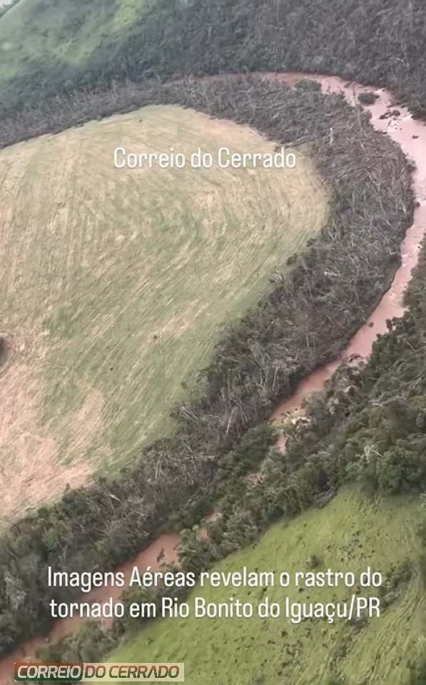Imagens Aéreas revelam o rastro do tornado em Rio Bonito do Iguaçu ...